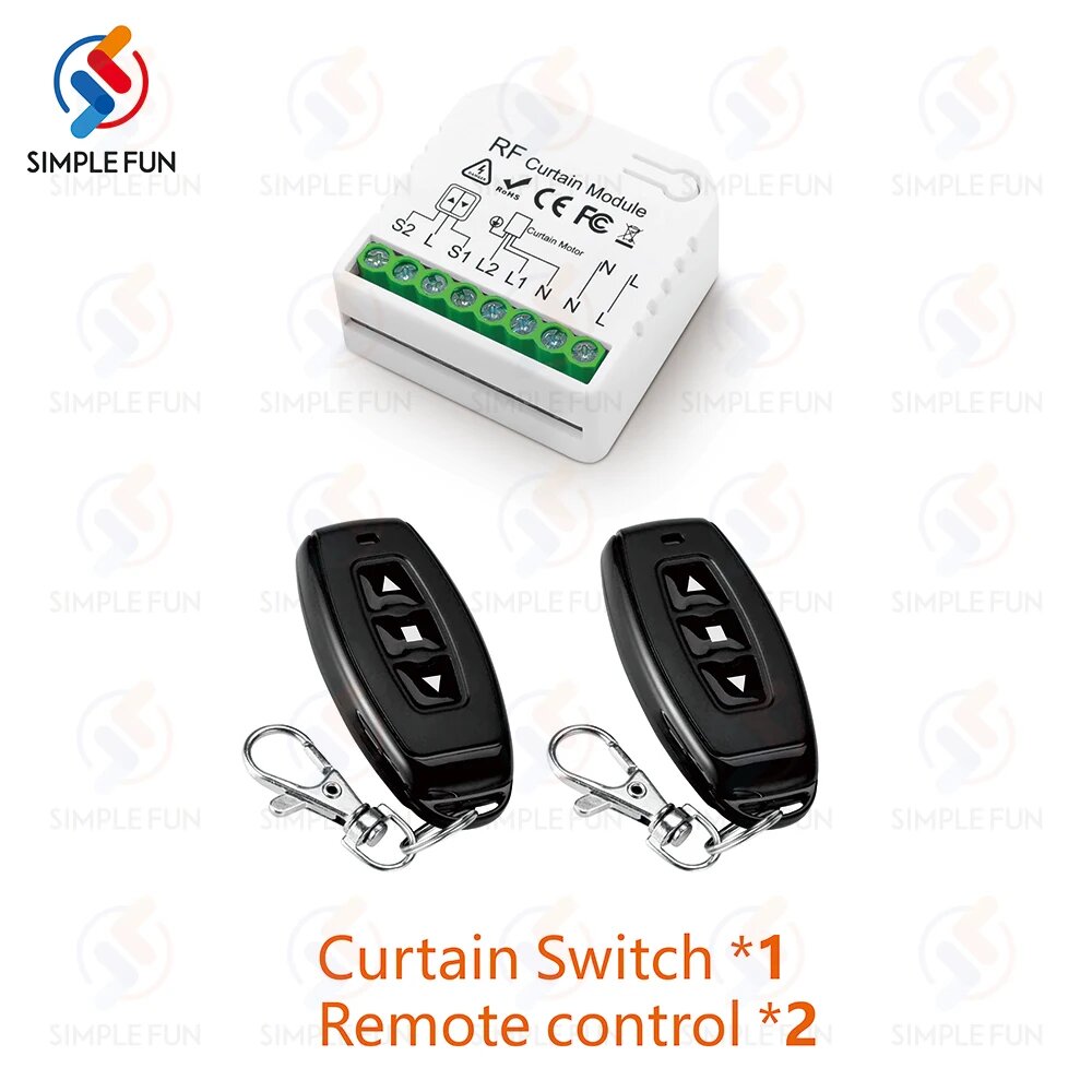 RF Curtain Module SIMPLEFUN, 2 пульта, Цвет: 1Receiver
