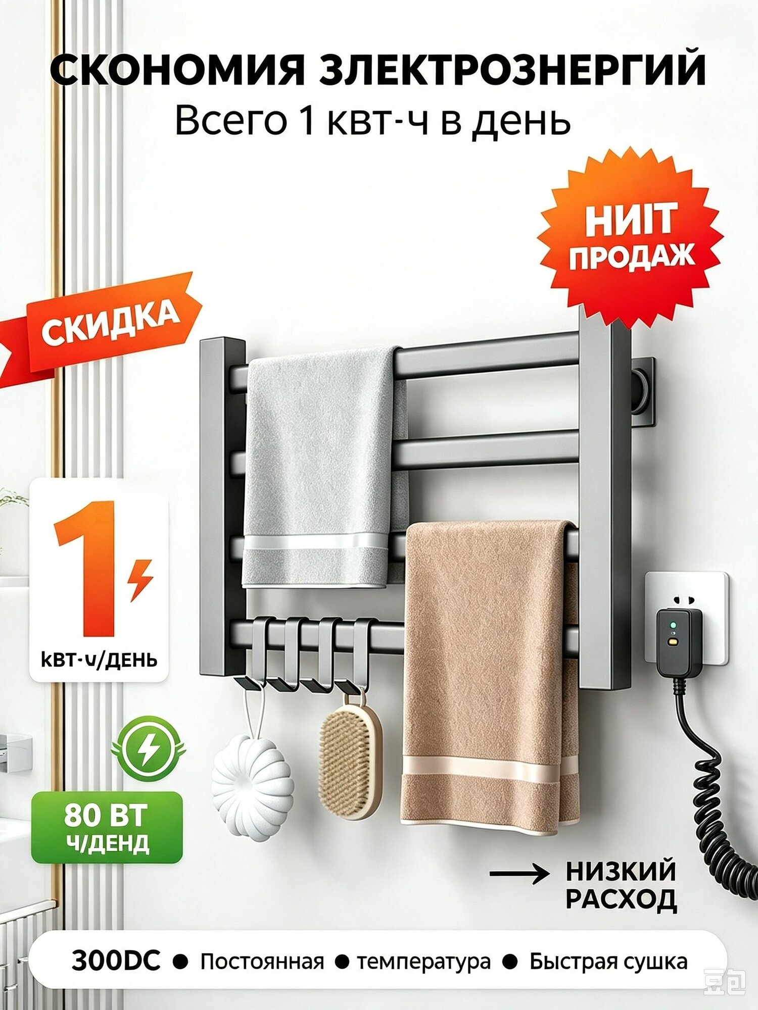 Полотенцесушитель Электрический 450мм 300мм