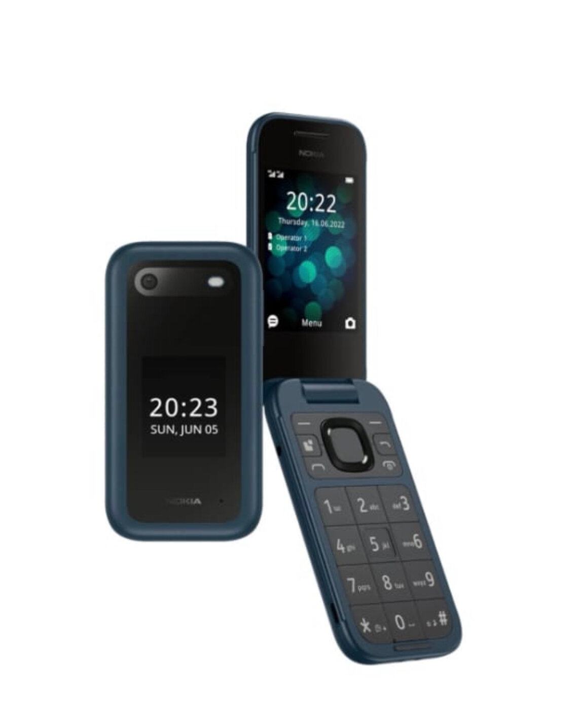 Телефон кнопочный 2660 Flip, раскладушка, 2 экрана, Bluetooth, IP54, синий
