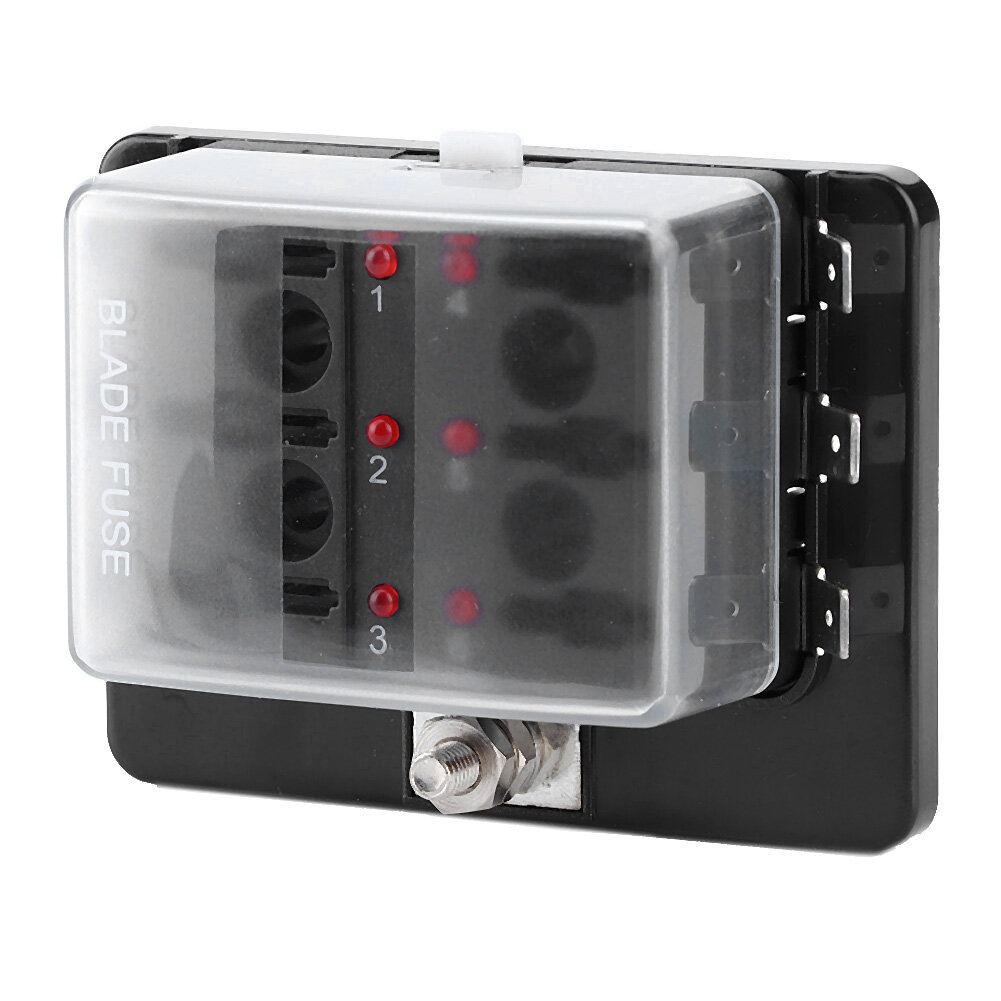 6 -й Way Blade Fuse Box Holder с светодиодными аксессуарами для индикатора безопасности для автомобильных лодок морских самолетов