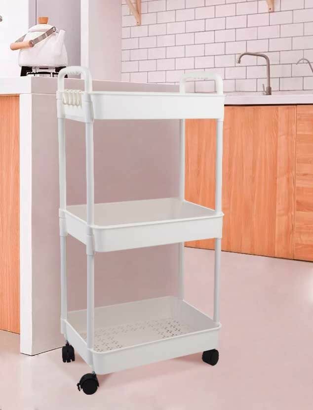 Этажерка на колесиках/ Стеллаж для хранения/ Полка в ванную на колесиках HW47891WH