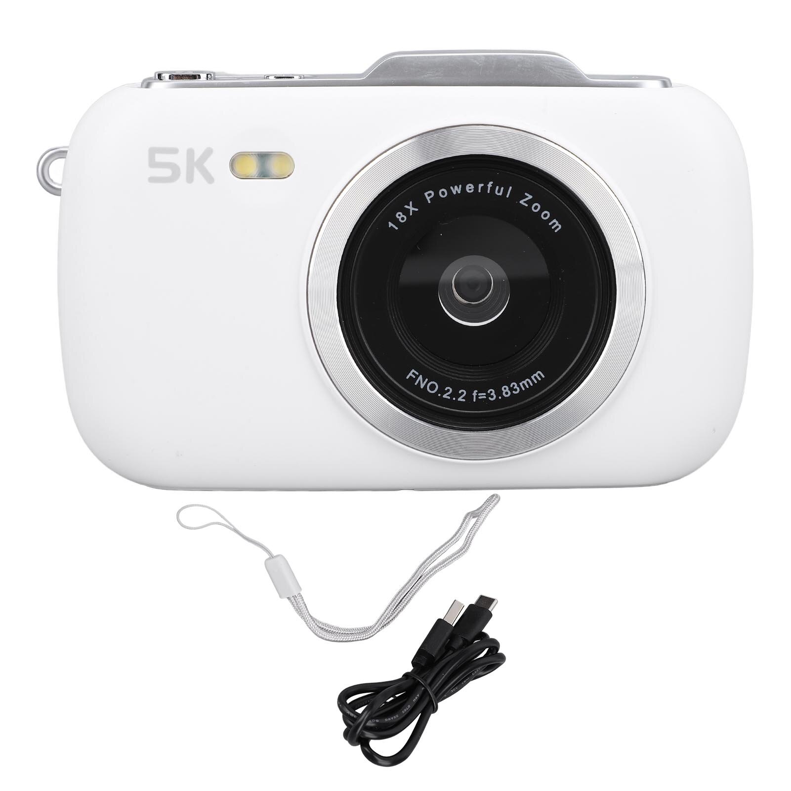 Compact Camera 5K Video 80MP Photo 18x Digital Zoom Camera 2,8 -дюймовая экран IPS для фотографии и записи белых