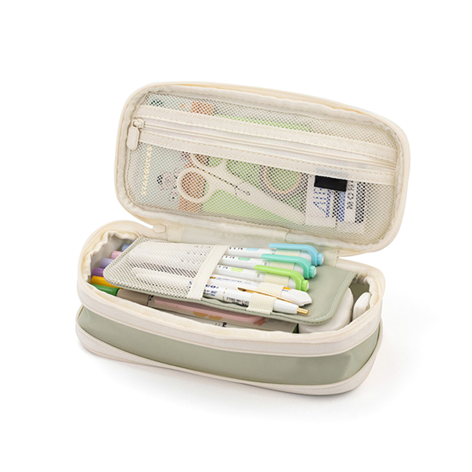 Вместительный школьный пенал для канцелярских принадлежностей с карманом на молнии, многослойный, для хранения офисных принадлежностей.