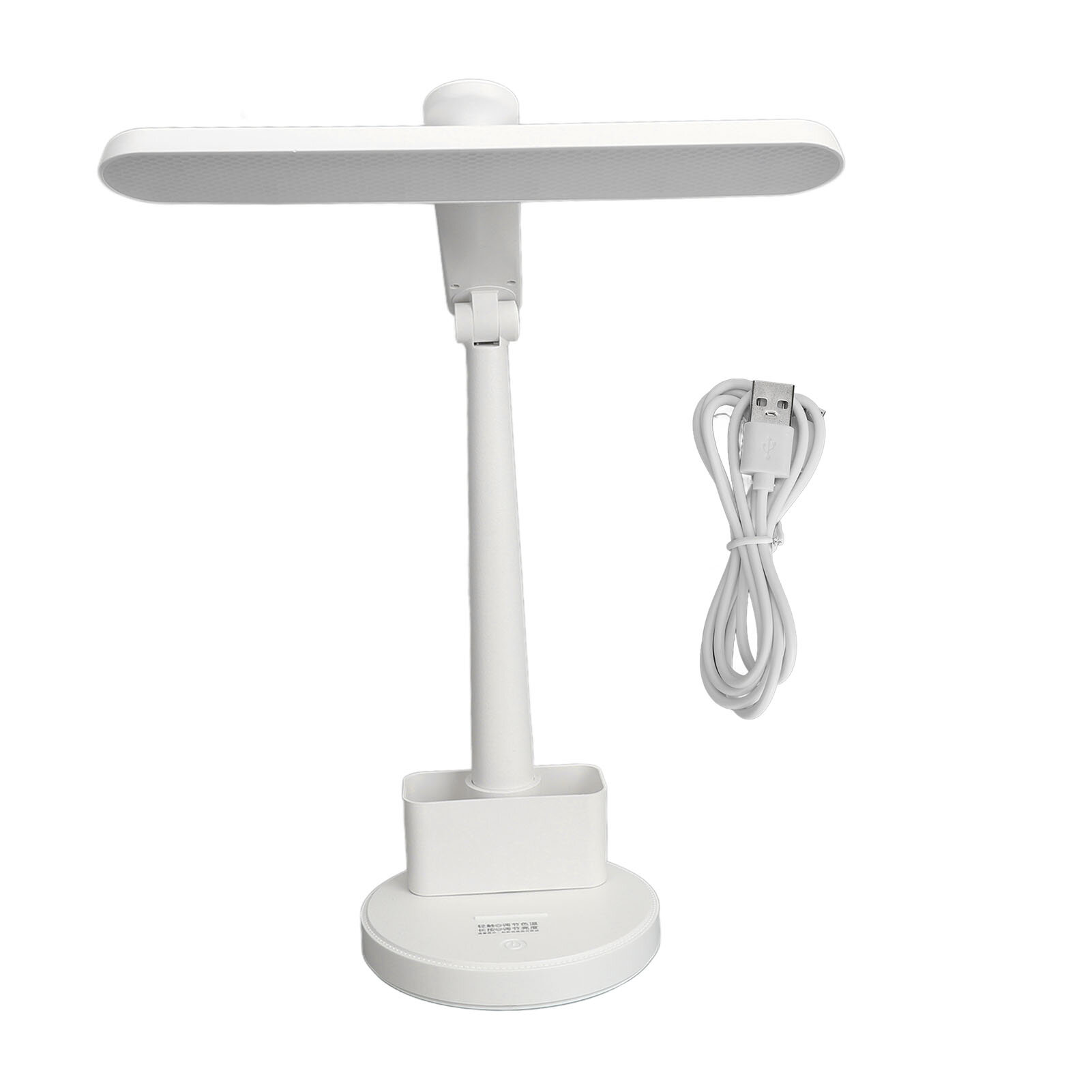 Светодиодная настольная лампа из АБС-пластика, вращение на 360 градусов, складная USB-лампа для чтения с регулируемой яркостью для ухода за глазами и держателем для ручек для спальни, офиса, общежития, рабочего кабинета