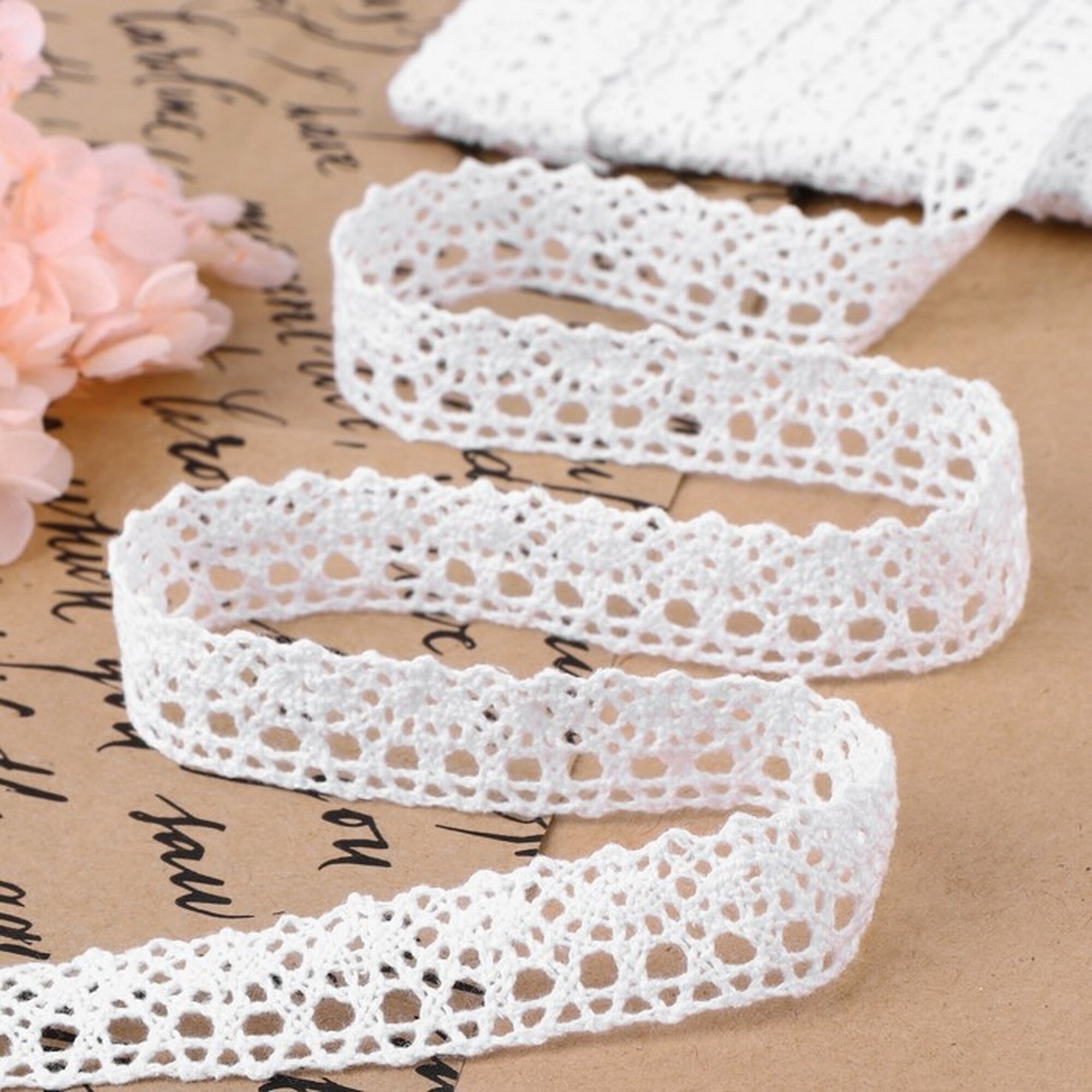 Кружево Арт Узор, вязаное, хлопок, полиэстер, 15мм, 15м, белое