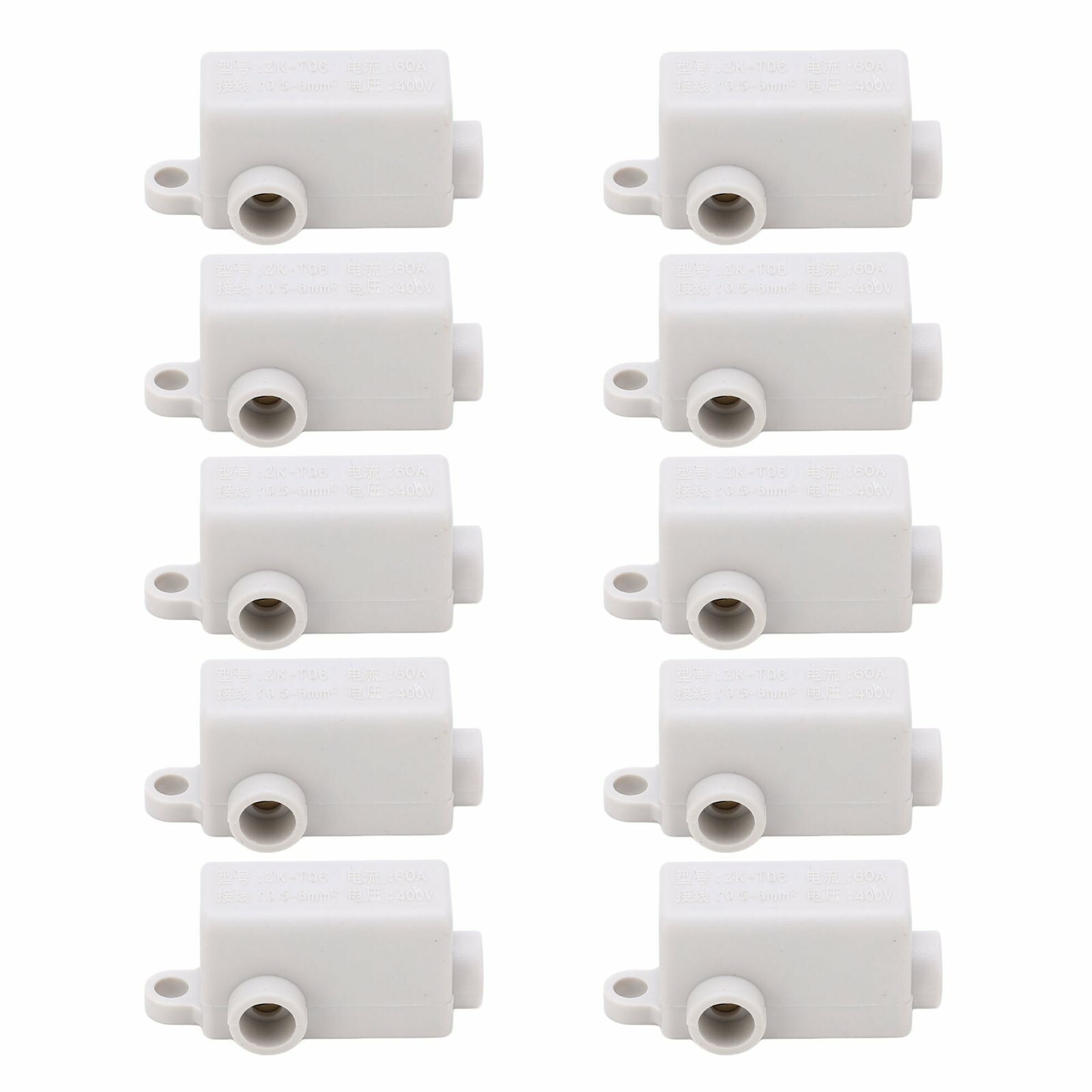 10 шт. ZK T06 Проводной соединитель 400 В 60 А Высокая мощность 1 вход 2 выхода Клеммная колодка для соединения проводов, линейный соединительный блок