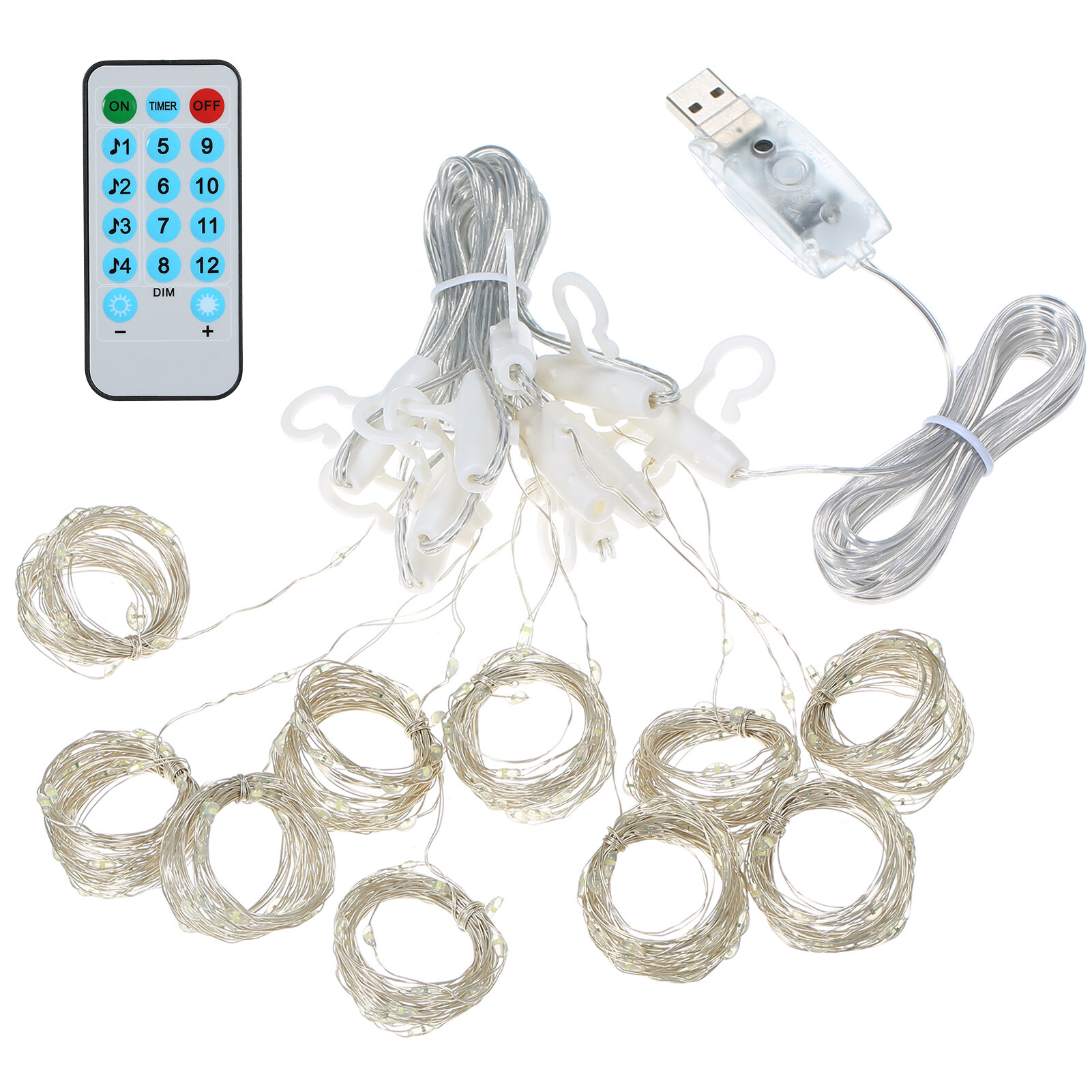 300 LEDs Fairy Lights с пультом управления 3*3 метра Voice Activated Sync Function Window String Light USB Powered Copper Twinkle Lights для спальни вечеринки свадьбы стеновое украшение warm light white