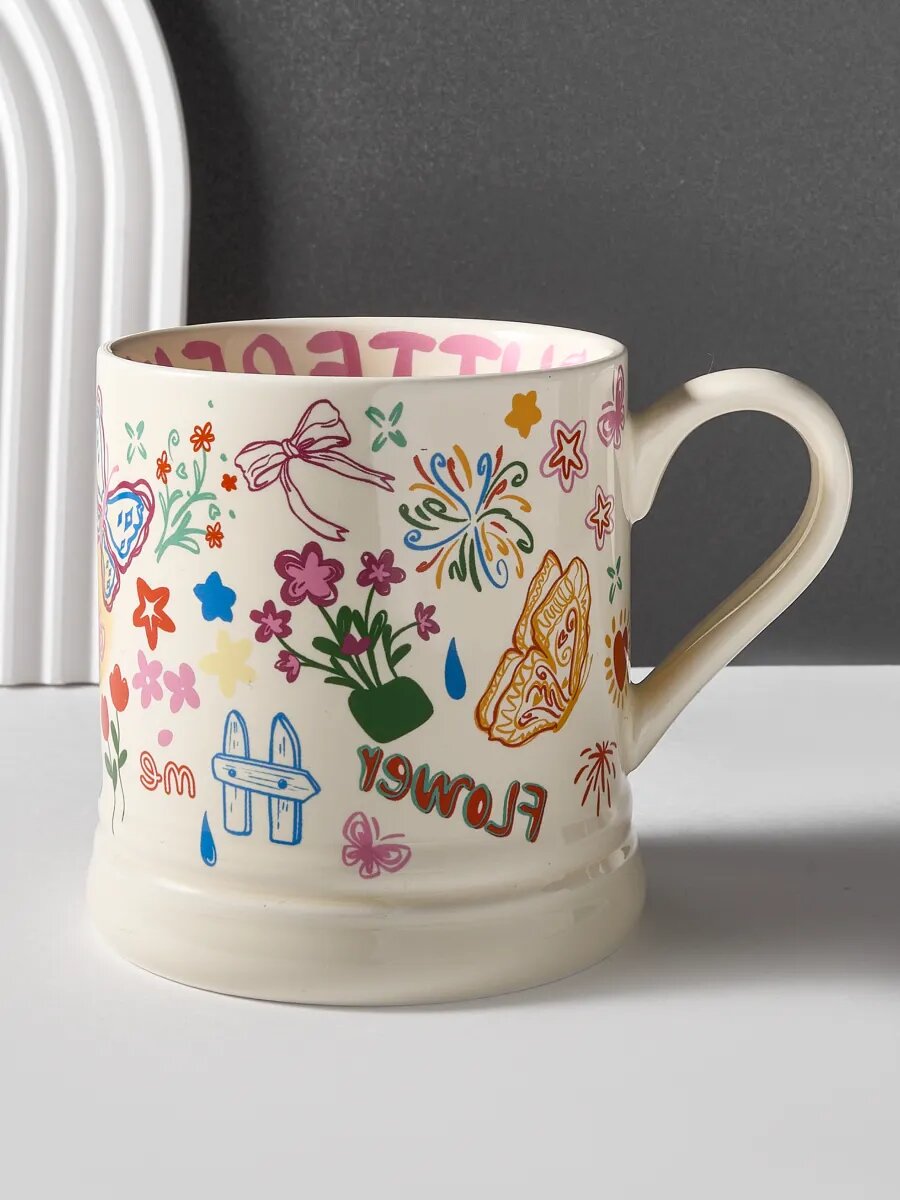 Кружка DB HOMME "Эстетическая Чашка Pinterest", Flower, керамическая, с мишками, 300мл