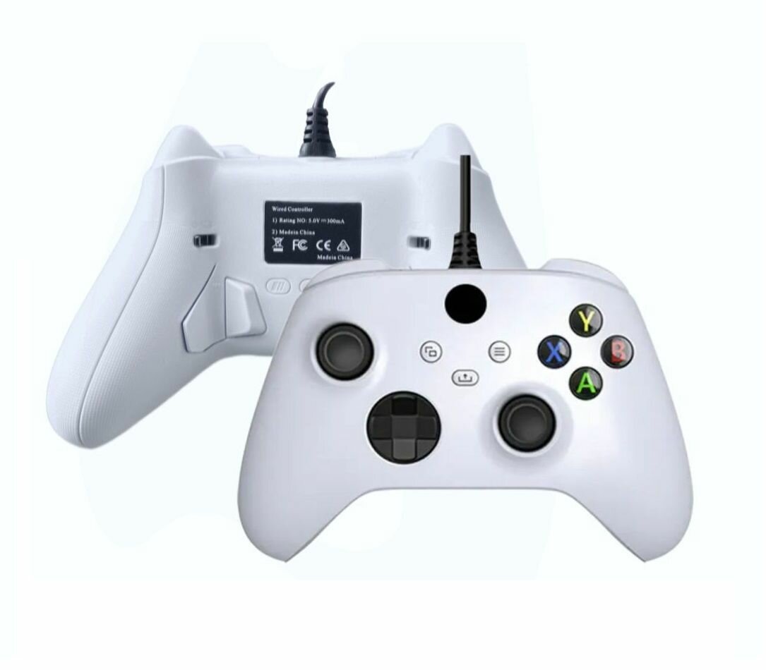 Проводной геймпад MyPads для Xbox Series S/X, Xbox One/S/X, ПК, PC белый с лепестками
