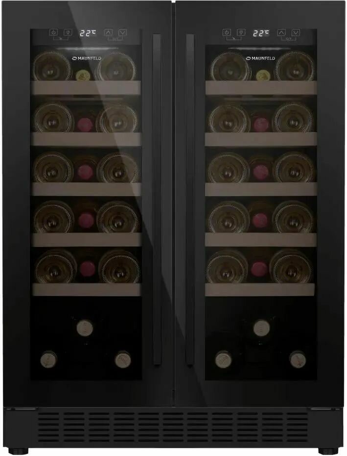 Винный шкаф двухкамерный MAUNFELD MBWC-112S40 вместимость: 40 бутылок, Side by Side, черный