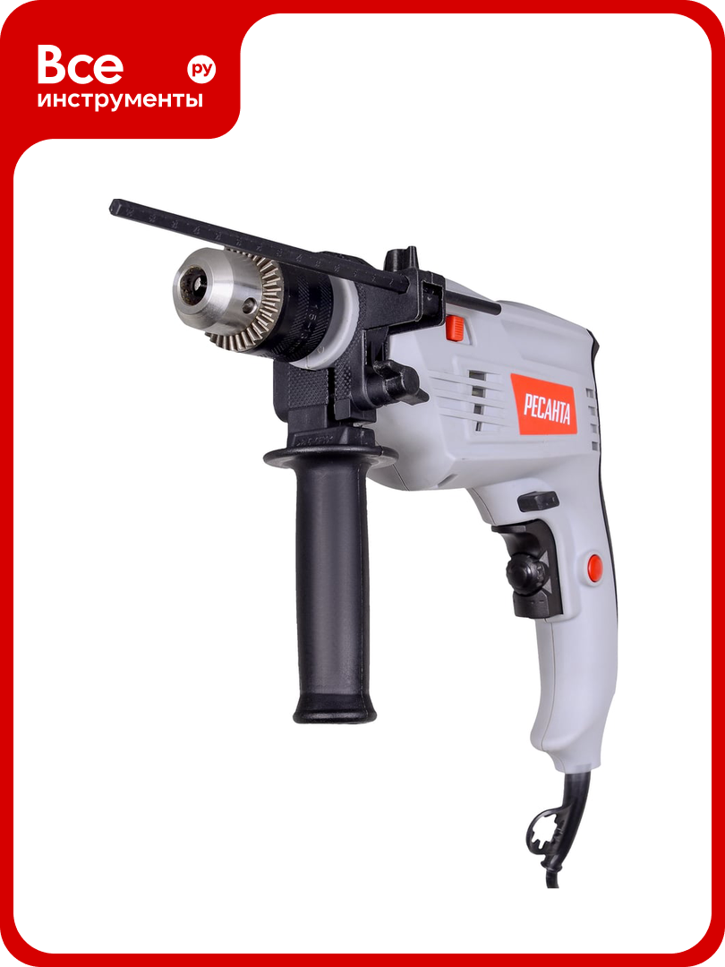 Ударная дрель Ресанта ДУ-15/680 75/8/2, 25 мм, пластик, щеточный двигатель, ключевой патрон, регулировка оборотов