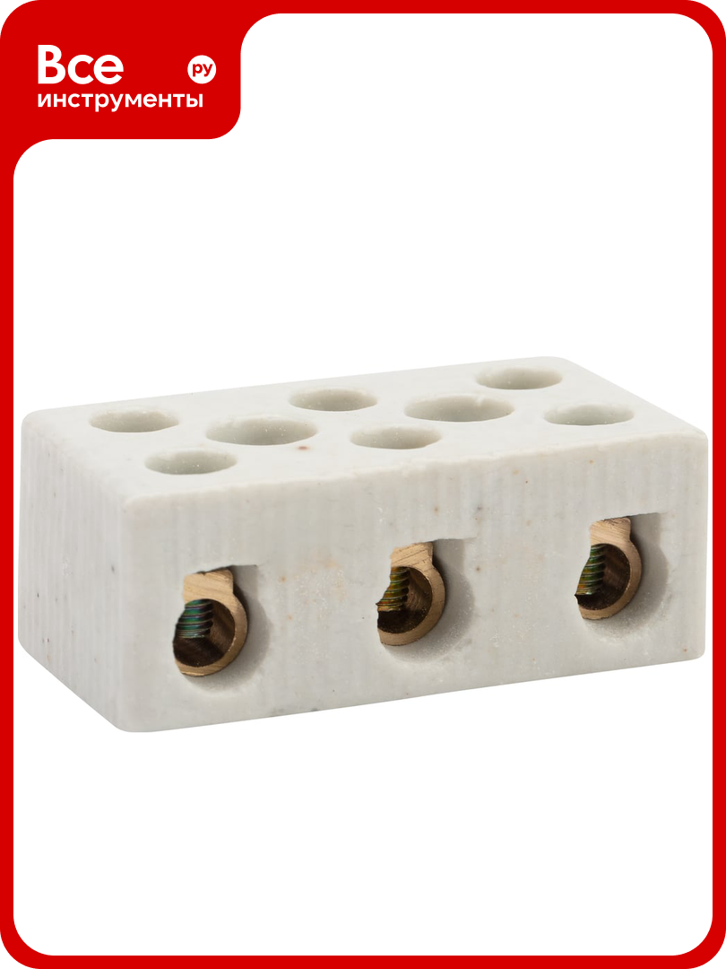 Керамическая винтовая клемма REXANT 3 пары 16 мм2 с крепежным отверстием 45 шт 07-6228, для соединения проводов