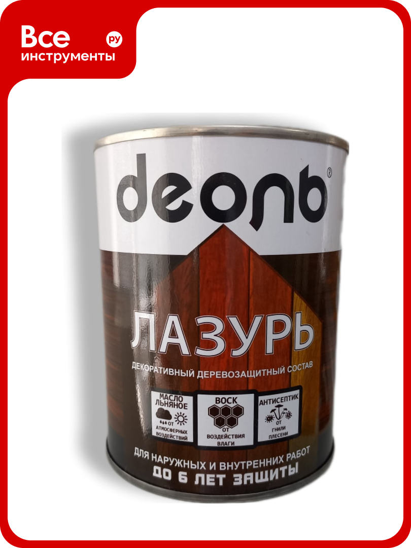 Лазурь декоративный деревозащитный состав Деоль бесцветный полуглянцевый