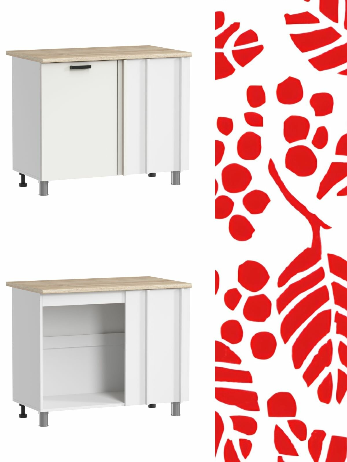 Кухонный модуль напольный угловой без столешницы, 100см, молочный МДФ