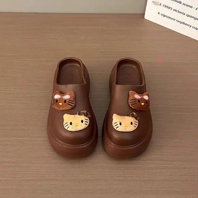 Sanrio Hello Kitty, весенне-летние милые женские тапочки для девочек, модные тапочки на толстой подошве, модная обувь в корейском стиле