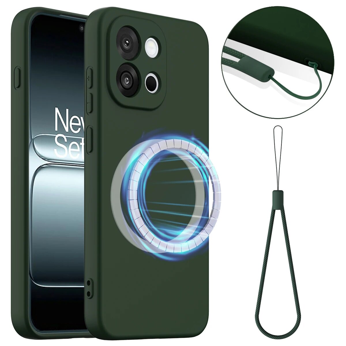 Чехол для Oneplus Nord 6 CE6 Turbo 6 5G, магнитный Одно Плюс Норд СЕ 6, Темно-зеленый, зеленый