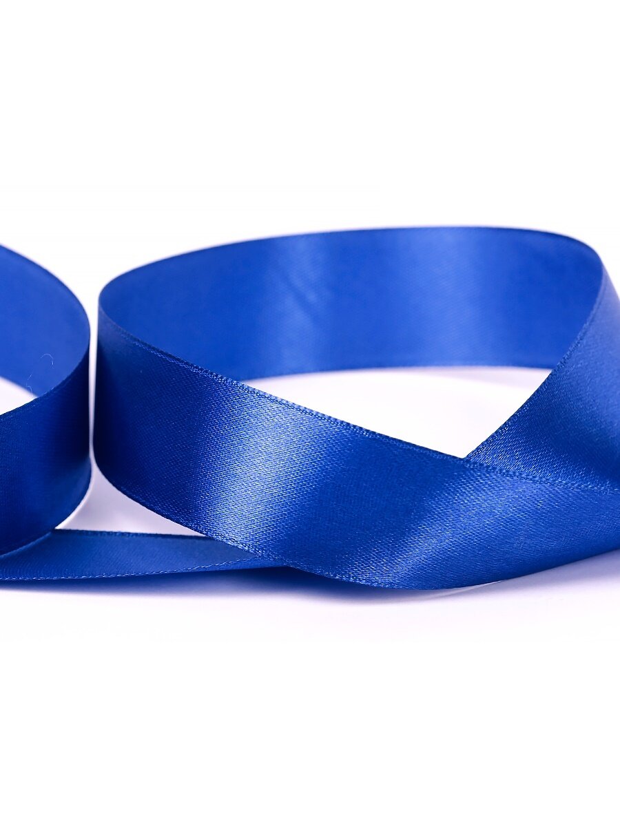 Лента атласная тёмно-синяя 25мм 33м LA25-038а