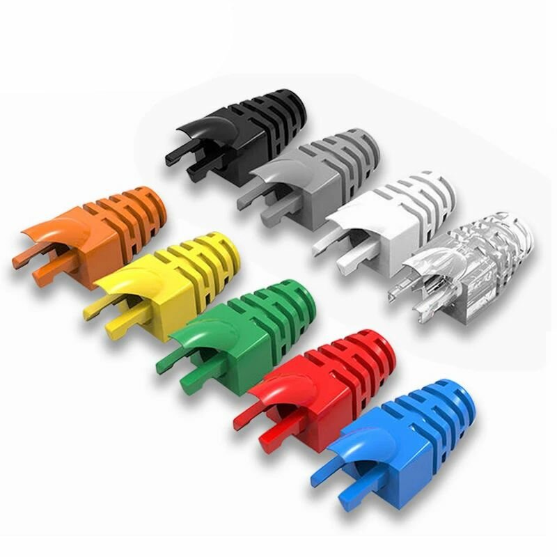 100 шт. Защитные чехлы для сетевых кабелей Ethernet Cat5E CAT6 RJ45, заглушки для разъемов