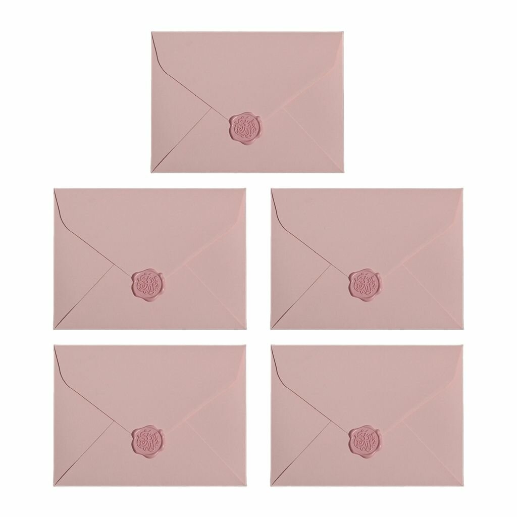 1 упаковка из 5 романтических розовых конвертов с наклейками, нанесенными огненной краской-маленькие