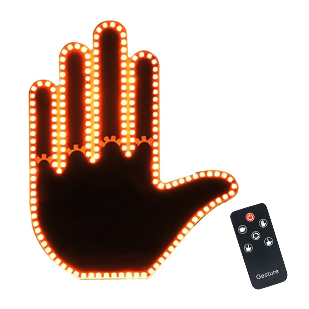 Индикатор Жеста Рукой для Автомобиля Fun Gesture Finger Light с Дистанционным Управлением 4 Режима Road Rage светодиодный Знак Забавный Знак Заднего Стекла автомобиля