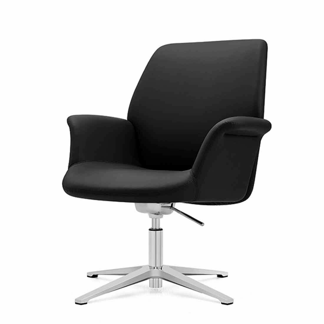 Дизайнерское кожаное кресло для офиса Atlanta Mid-back (на ножках, черный)