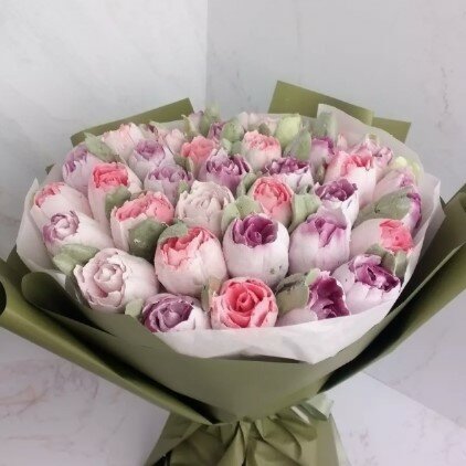 Зефир "Букет Тюльпанов", яблочное, малиновое, пюре, без глютена, 1000г