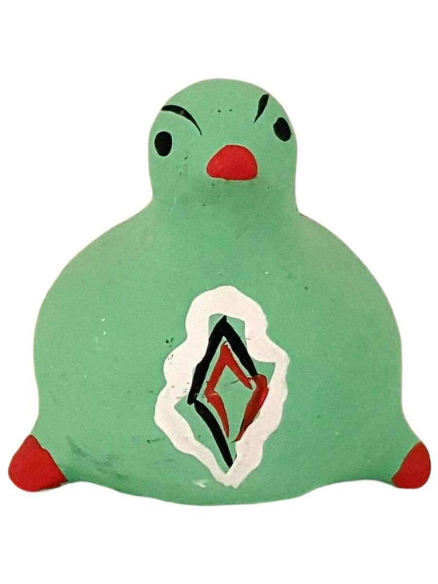 Свистулька голубка зеленая-2, Каргопольская глиняная игрушка, ручная авторская работа