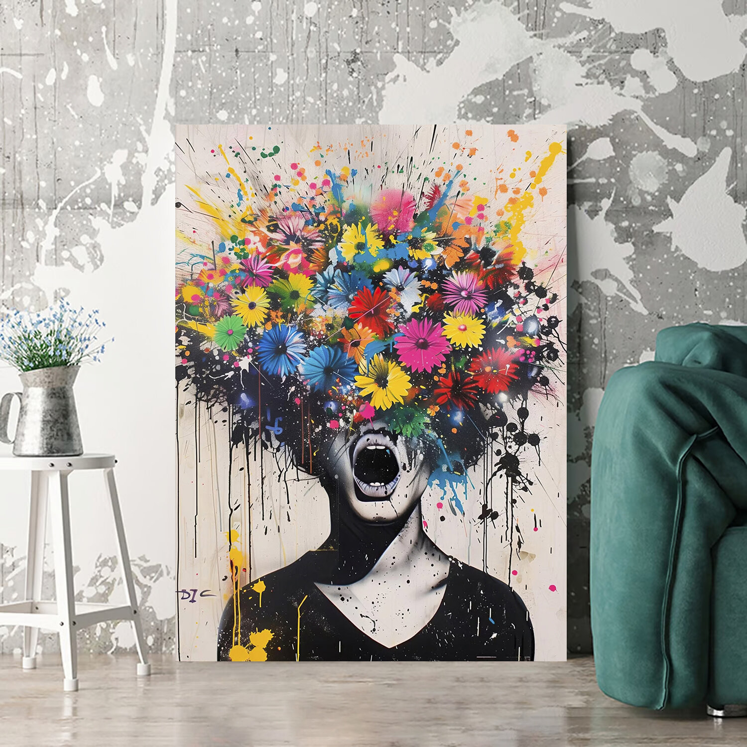 Картина на холсте - "Граффити, поп арт, Бэнкси", 40х60 см.