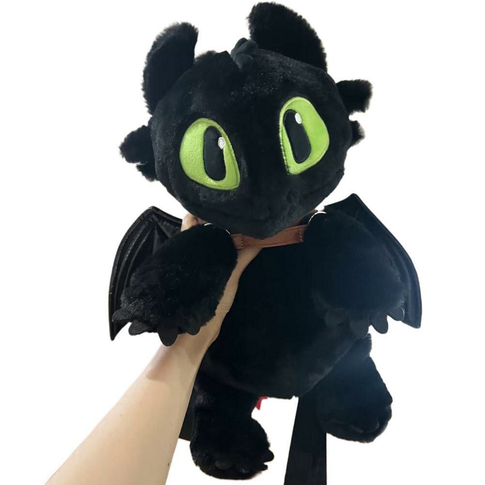 Милый плюшевый рюкзак с изображением черного дракона из мультфильма