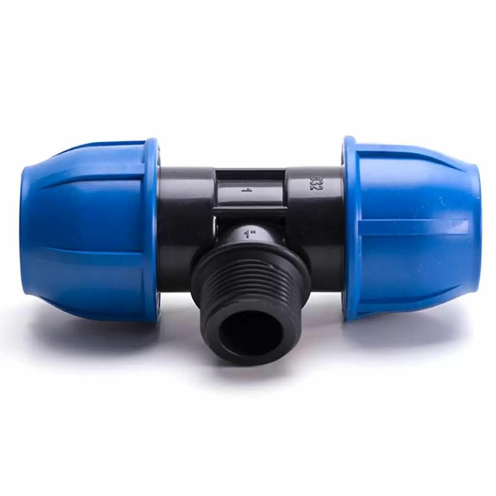 Компрессионный тройник РосТурПласт ПНД, диаметр 50 мм, 1 1/4 дюйма, наружная резьба