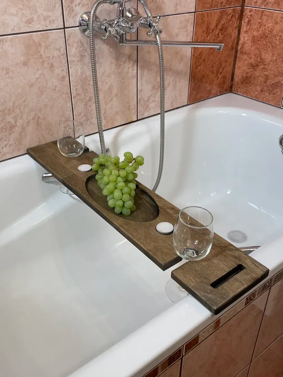 Полка для ванной из натурального дерева