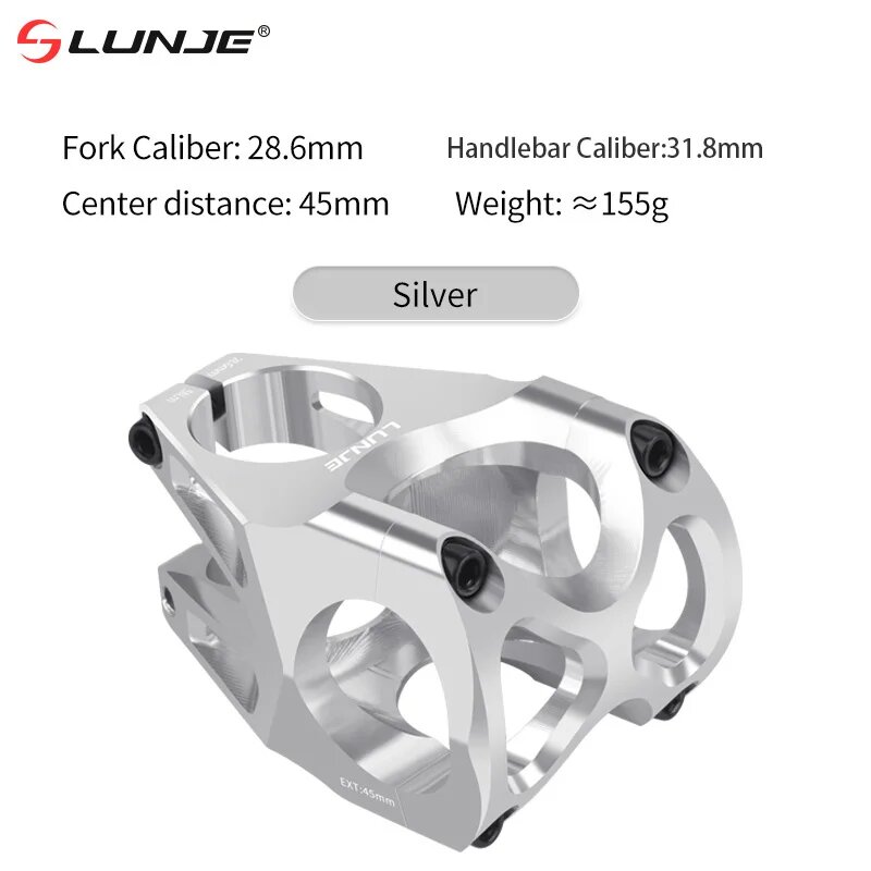 LUNJE MTB Power Stem 31.8 35 мм короткий вынос руля черный Серебряный, A-31.8x45 Silver