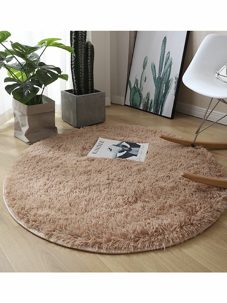 Круглый длинный плюшевый ковер можно использовать в спальне, прикроватной тумбочке, гостиной, диване, кабинете.-100cm
