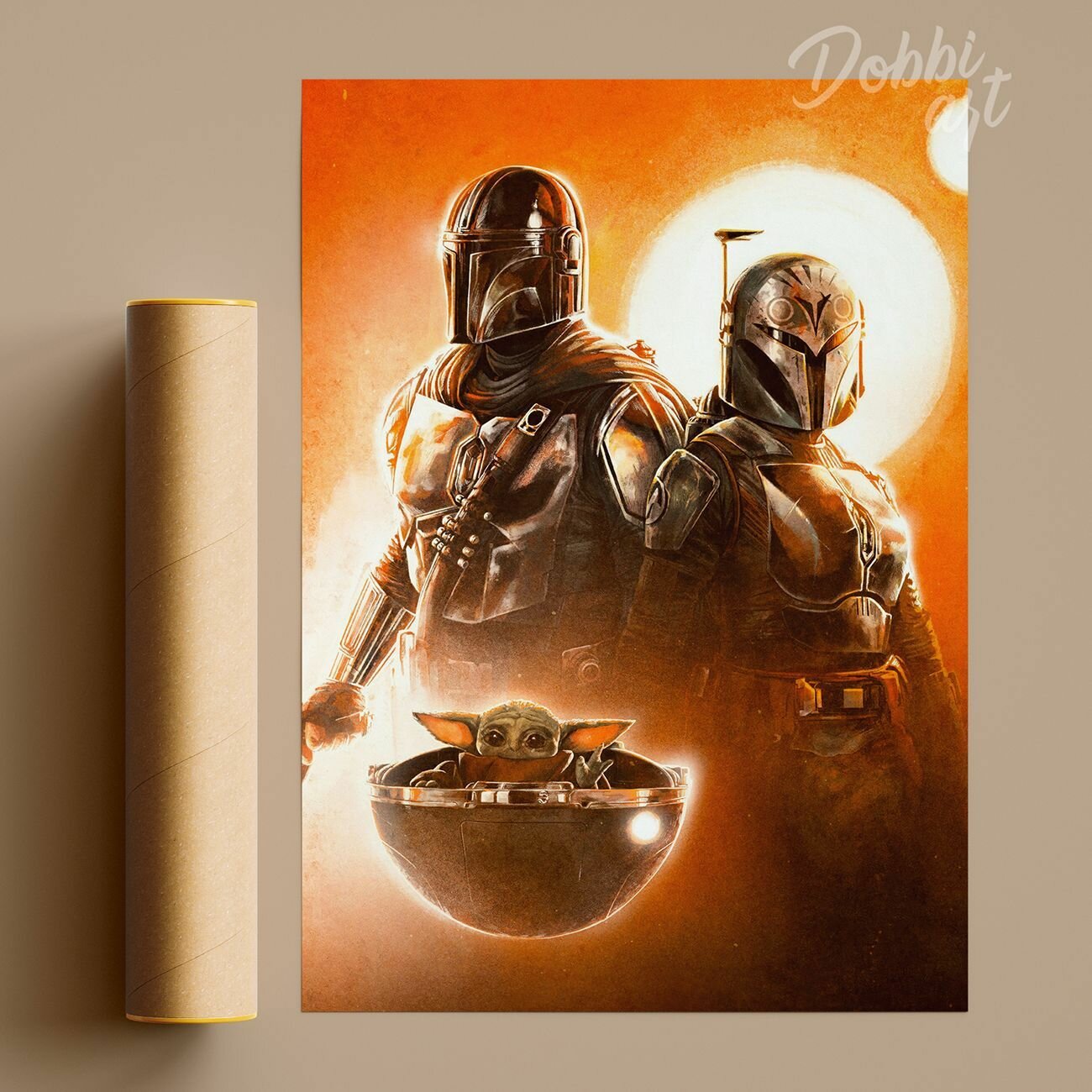 Постер Мандалорец 30х40 см без рамы/ Mandalorian, Йода, Грогу/ Плакат для интерьера, в подарок