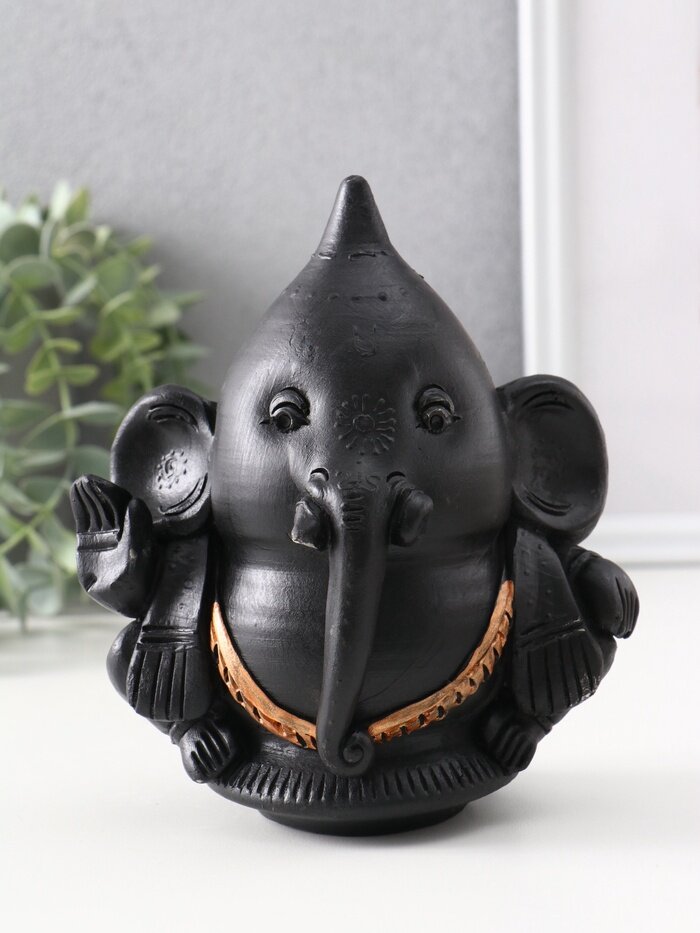 Фигурка гипс «Ганеша», 14.5×13.5×9 см, чёрная
