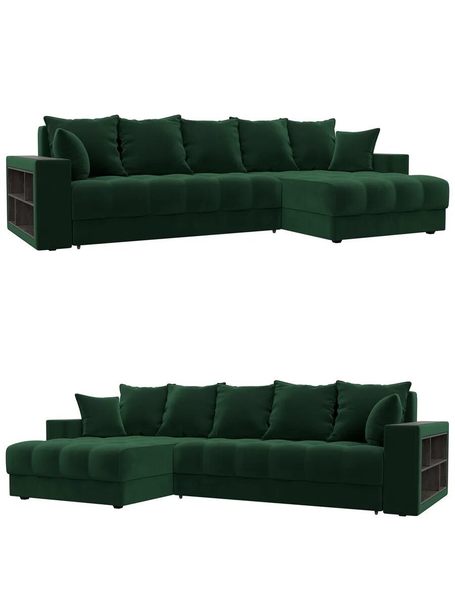 Угловой диван Нью-Йорк, 281х91х163 см, спальное место 145х238 см, с ящиком для белья, универсальный угол, велюр