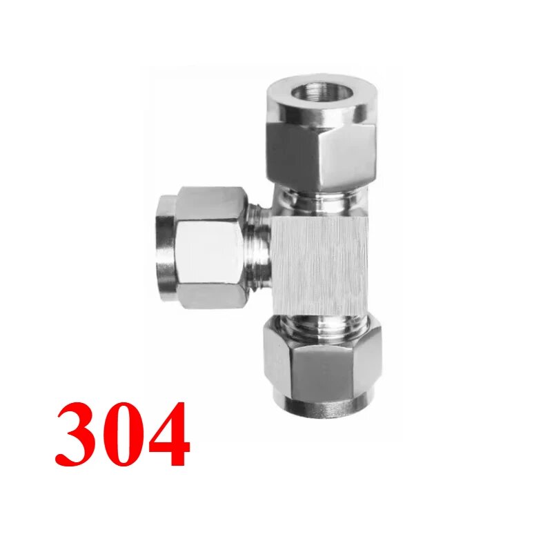 Компрессионный тройник угловой 8mm из нержавеющей стали 304