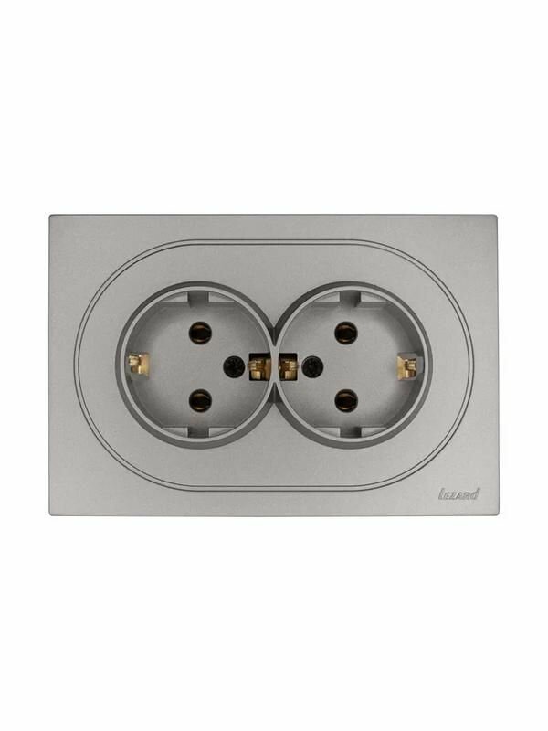 Розетка 2-м СП OSEN с заземл. ПБТ механизм сер. матов. LEZARD 743-7400-127B