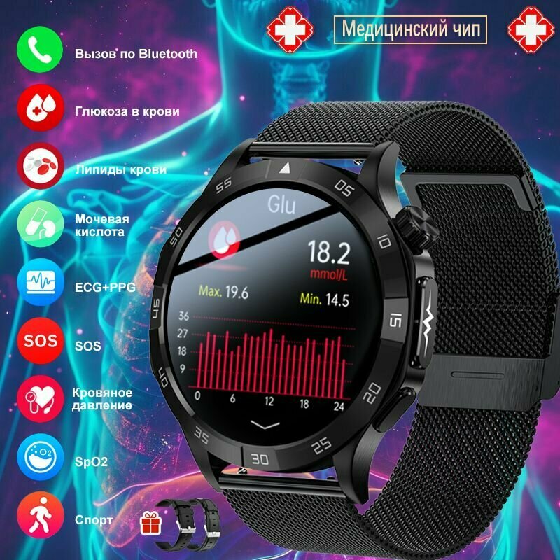 2024 умные часы с ЭКГ мониторинга, bluetooth звонки, спорт для мужчин женщин, smartwatch для Android IOS