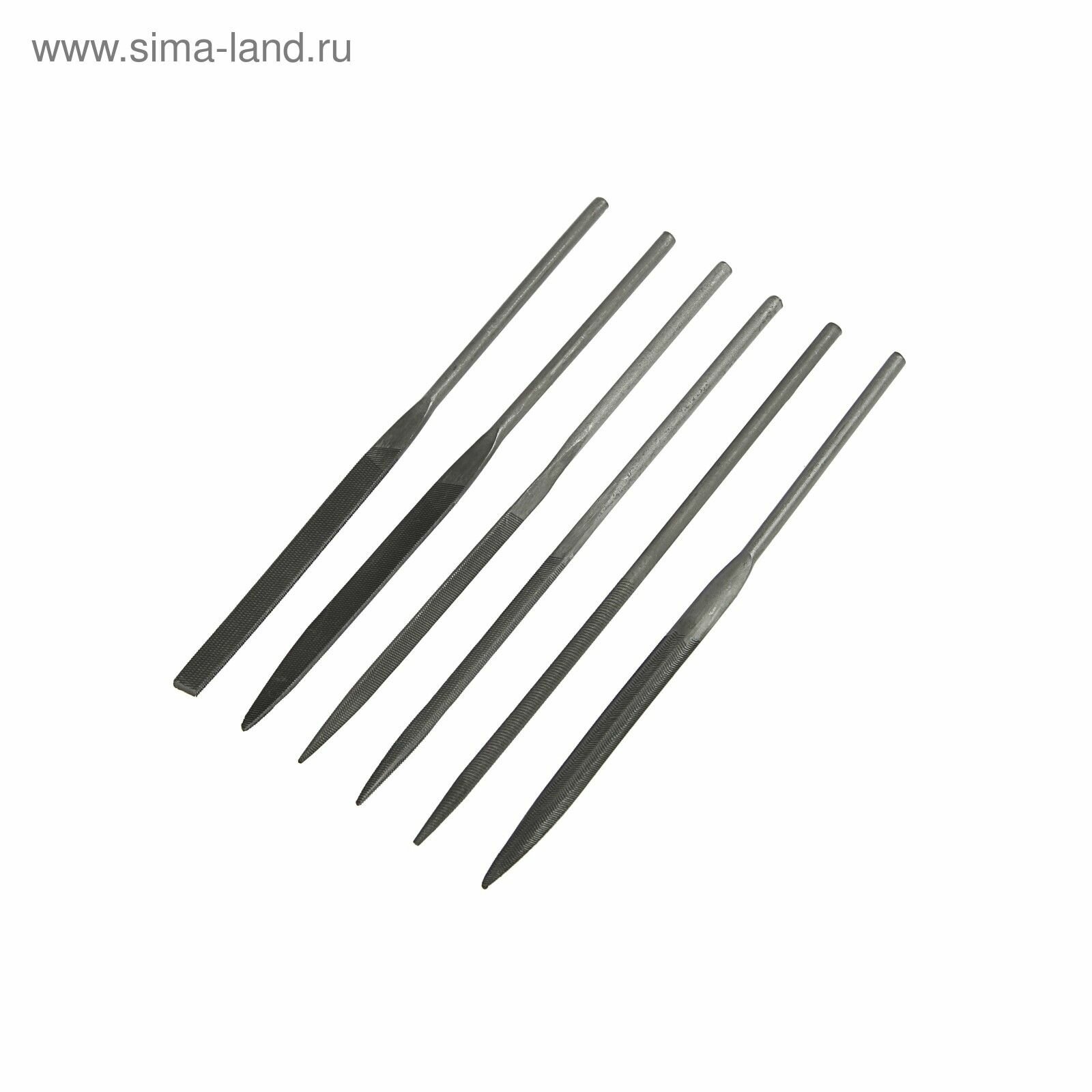 Набор надфилей по металлу, металлические рукоятки 160мм, 6 шт.