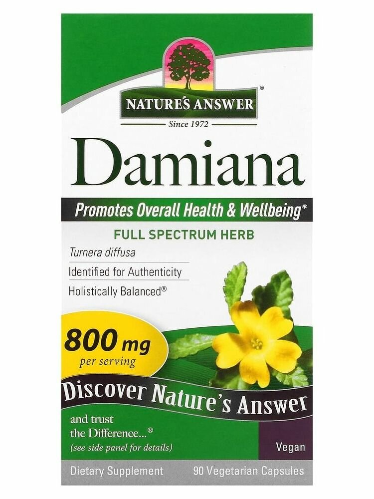 Дамиана, 90 вегетарианских капсул (400 мг в 1 капсуле), Nature's Answer