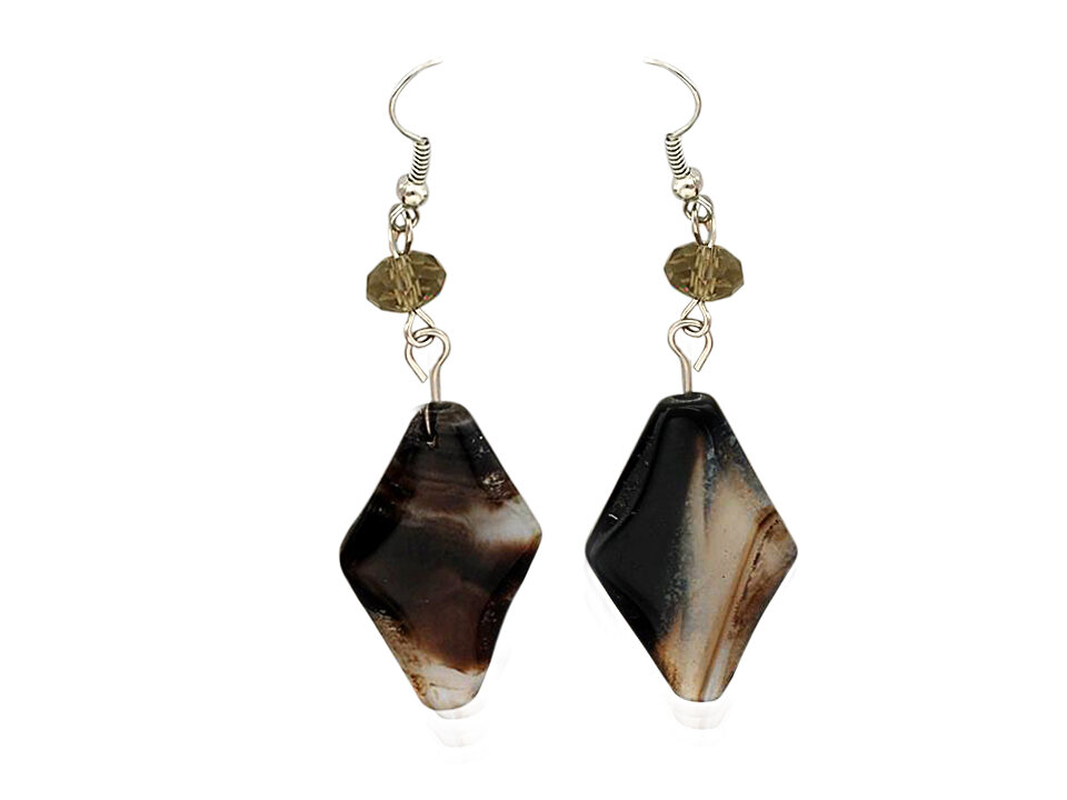 Серьги, стекло, агат