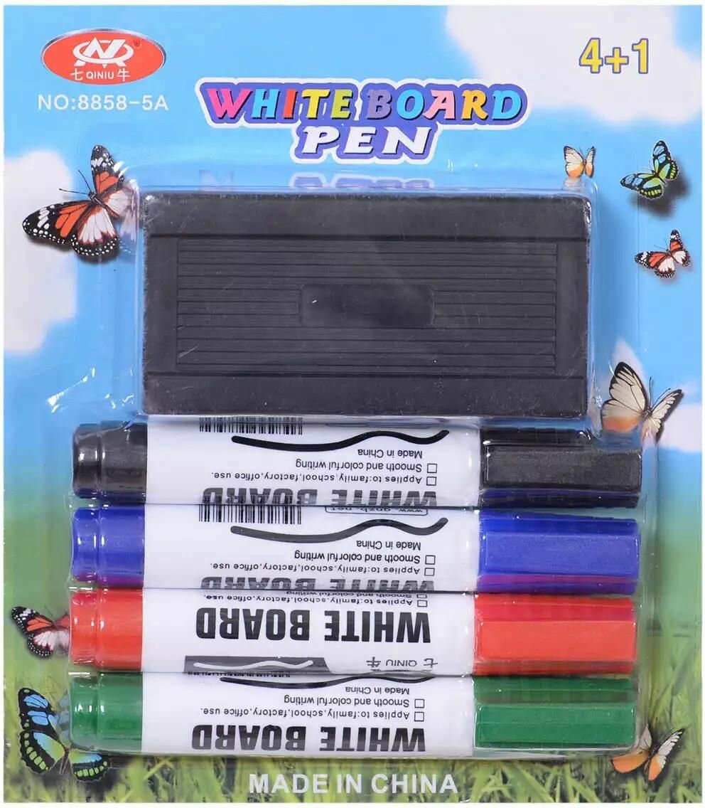 Набор маркеров КНР 4 цвета, в комплекте с губкой