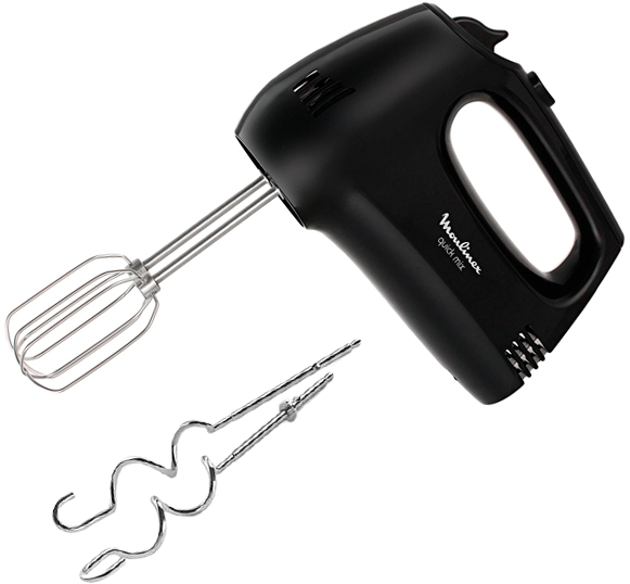 Миксер Moulinex HM3108B1, черный, турборежим, 5 скоростей, мощность 300 Вт