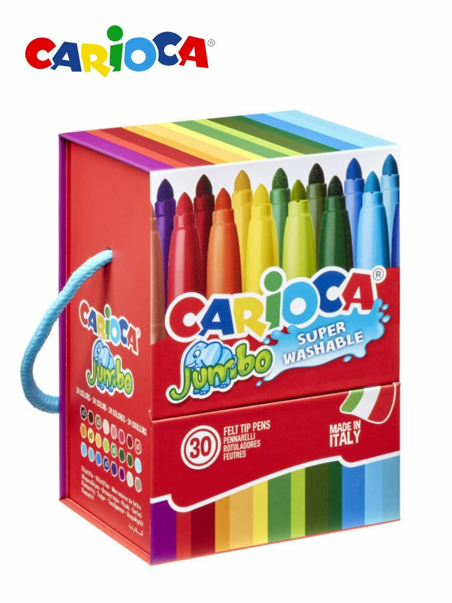Набор фломастеров CARIOCA "Jumbo", на водной основе, 30 шт, 24 ярких цвета