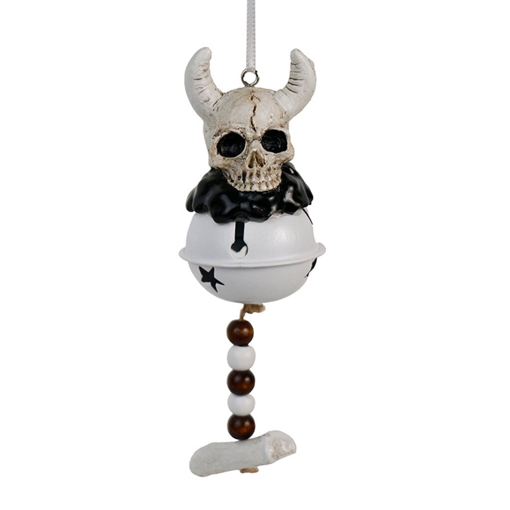 Ужасный череп дьявола из смолы, подвесные металлические колокольчики для готической вечеринки