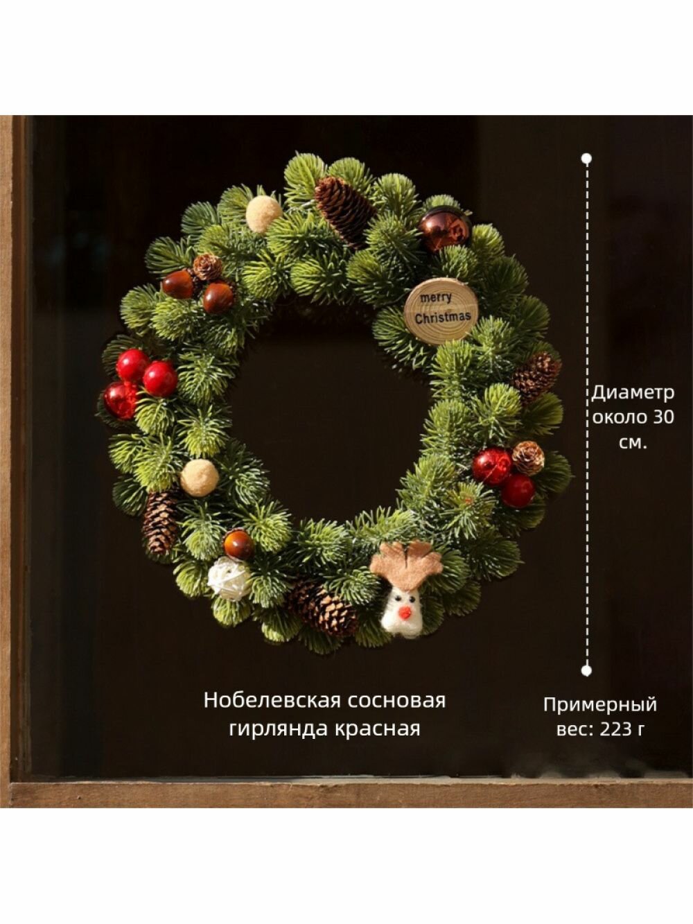 Набор новогоднего декора: Маленькая елка на стол, венок из веток пихты Нобель, с музыкальной елкой, украшение для дома, подарок на Новый год<4 варианта>