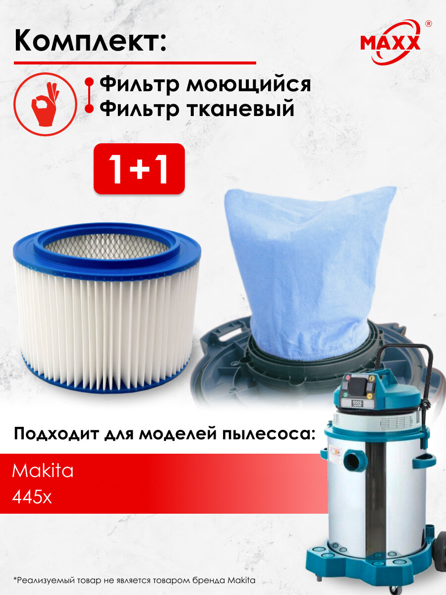 Комплект фильтров синтетических для пылесоса Makita 445 X, 83202BEB