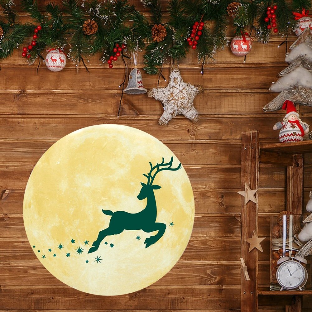 30 см светящаяся луна в форме рождественской темы светящаяся наклейка на стену домашний декор олень