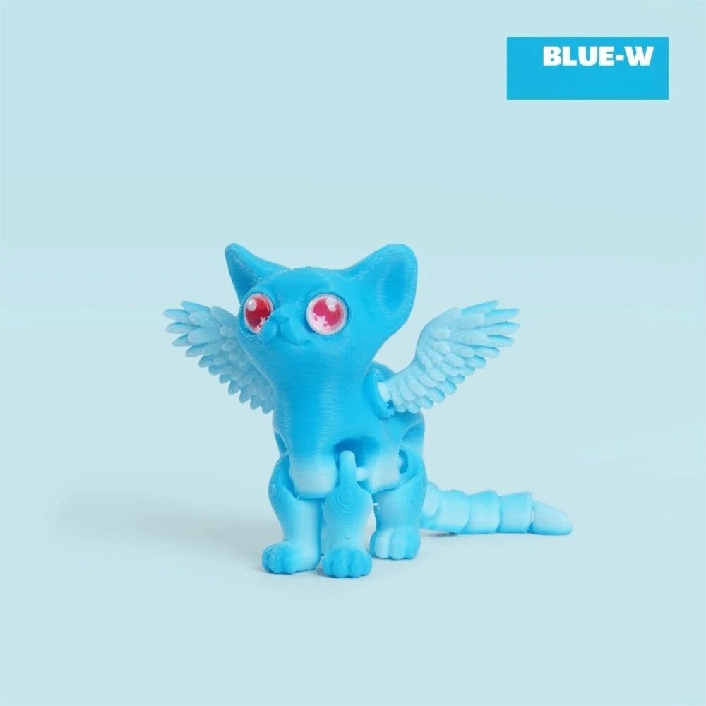 Фигурки демонов-ангелов кошек 3D пластик Синий, Angel blue w